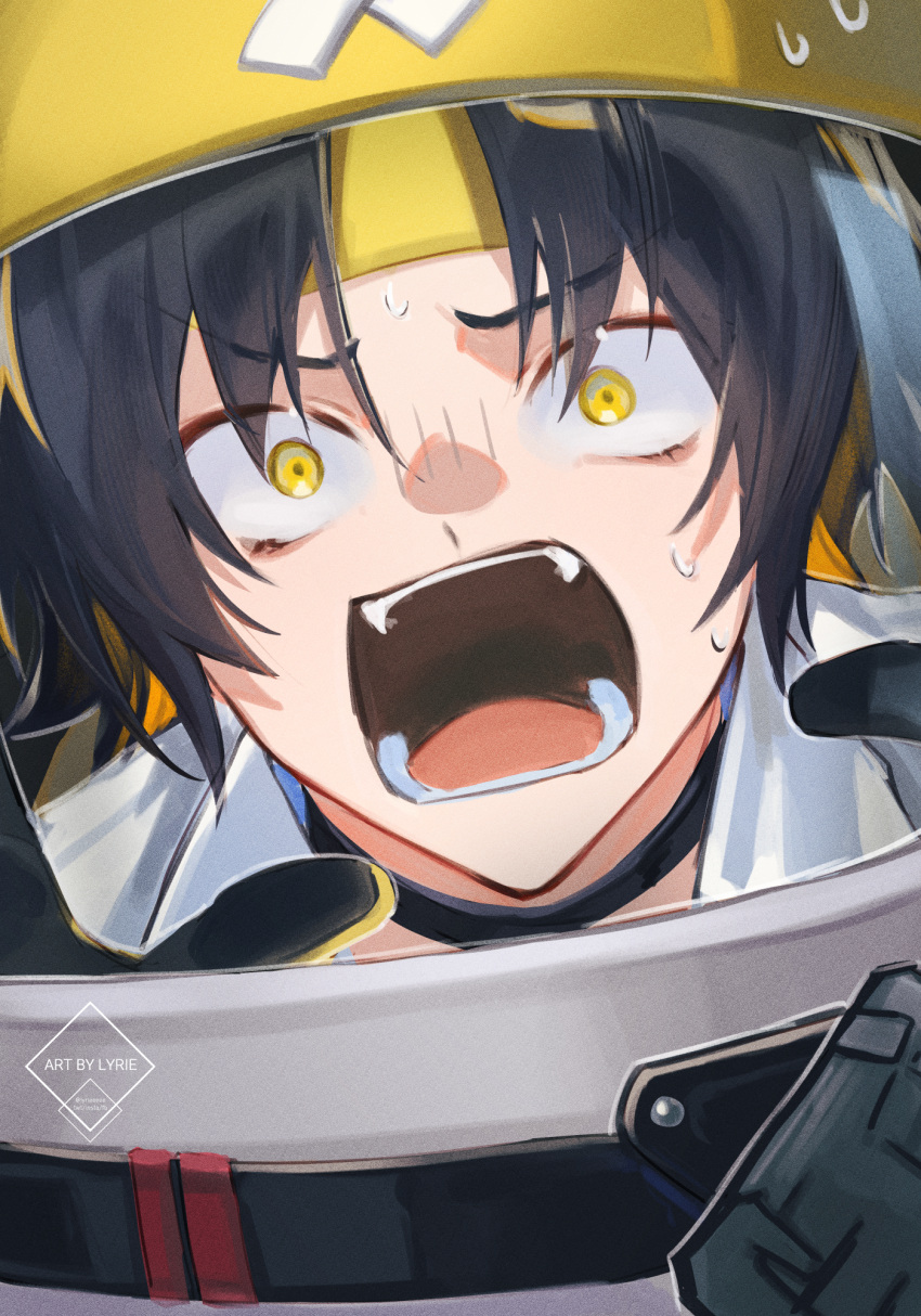 Safebooru - 1boy artist name asaba harumasa black gloves black hair gloves headband highres ...