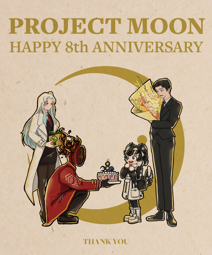 Safebooru - 1boy 1girl 2others angela (project moon) animal ears ...
