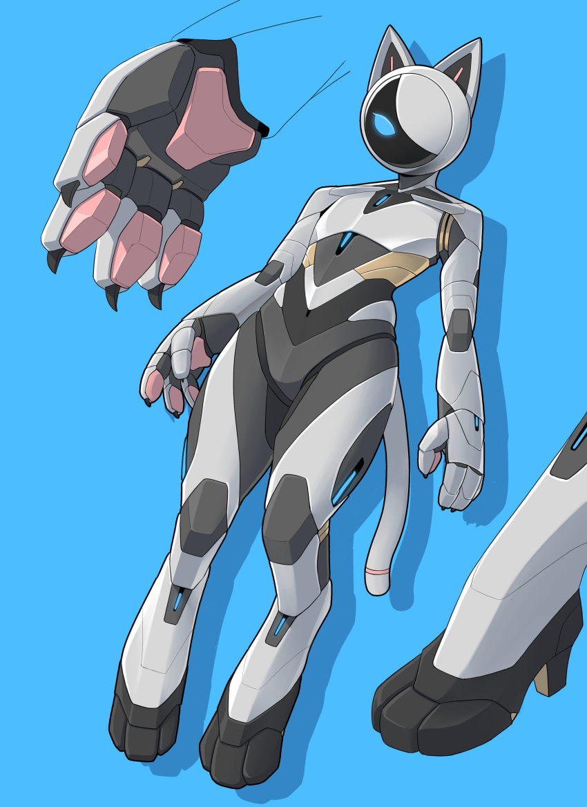 Safebooru - absurdres animal ears animal hands blue background blue ...