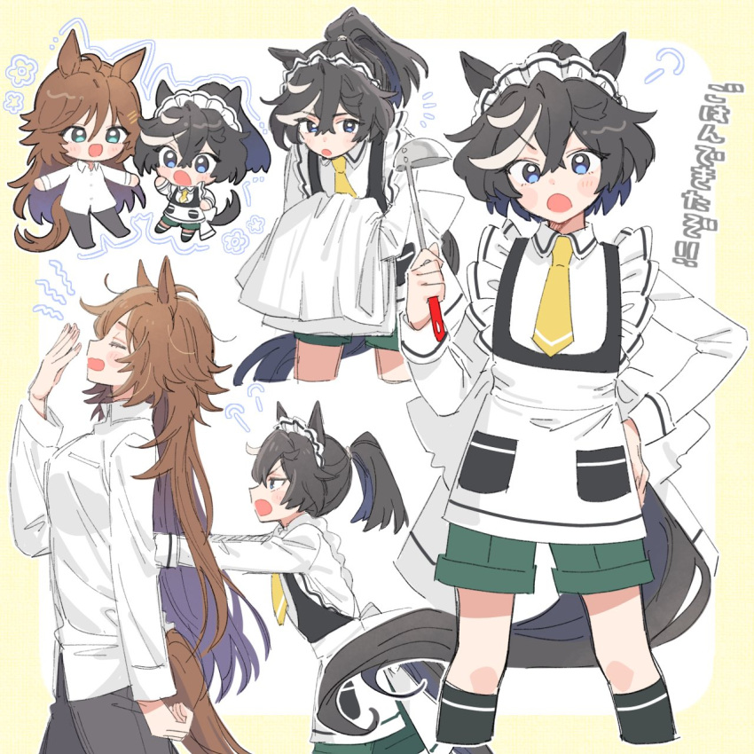 Safebooru - 2girls acta 0907 aged down ahoge alternate costume animal ears black hair black ...