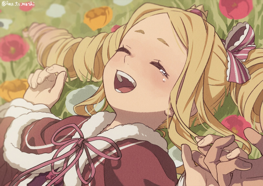 Safebooru - 1girl :d beatrice (re:zero) blonde hair blush capelet check commentary closed eyes ...