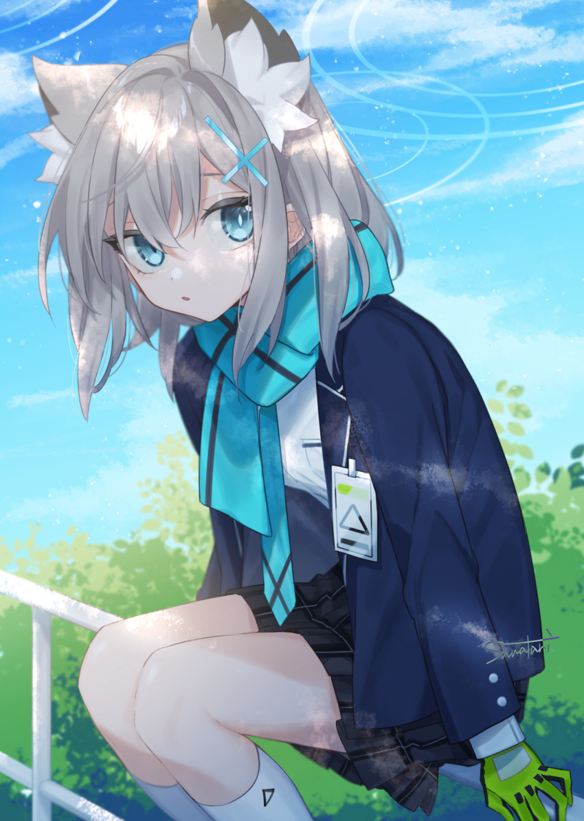 Safebooru - 1girl animal ear fluff animal ears black skirt blue archive blue coat blue eyes blue ...