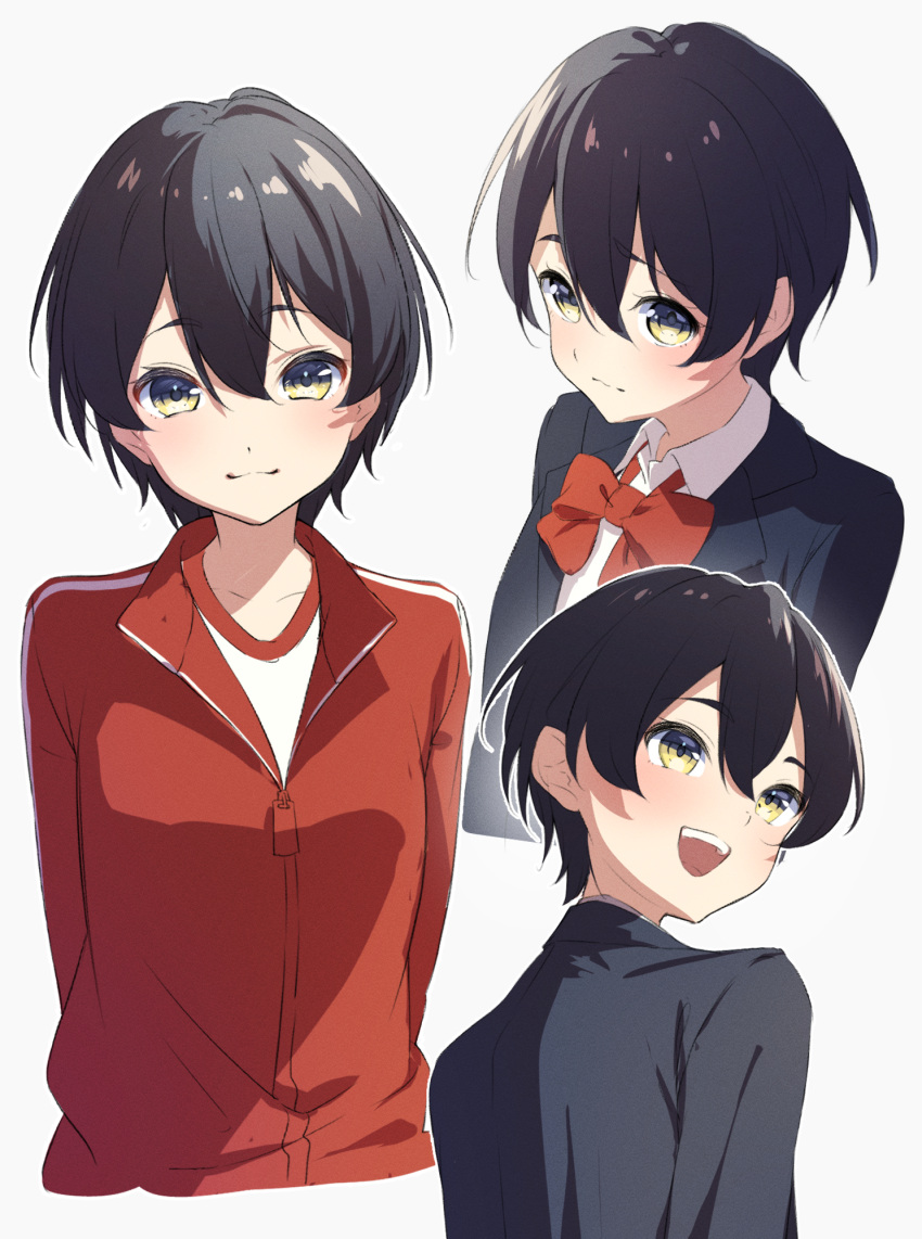 Safebooru - 1girl arms behind back black hair black jacket blazer bow bowtie collared shirt ...