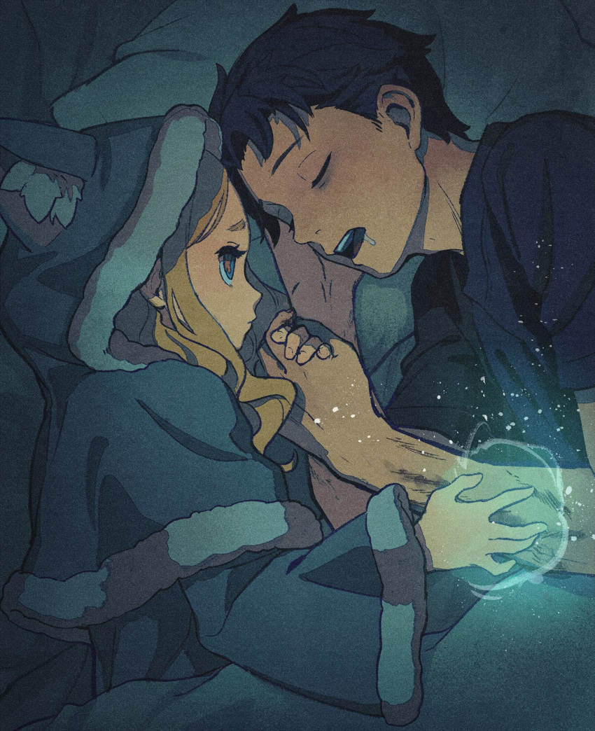 Safebooru - 1boy 1girl animal ears bags under eyes beatrice (re:zero) black hair black shirt ...