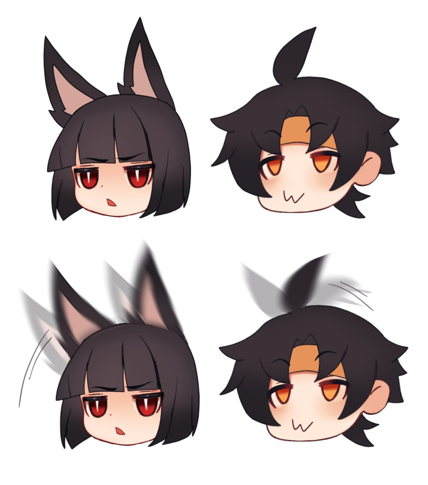 Safebooru - 1boy 1girl ahoge animal ears asaba harumasa black hair blunt bangs by nearreya ...