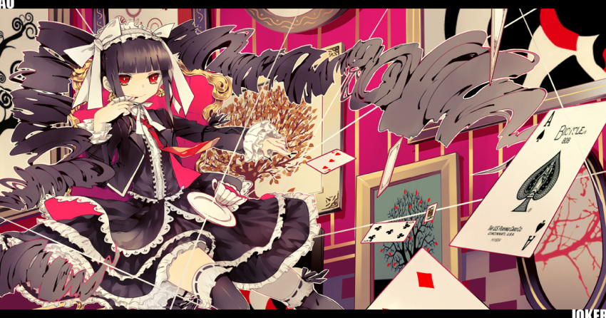 Safebooru - 1girl black hair black legwear bonnet card celestia ...