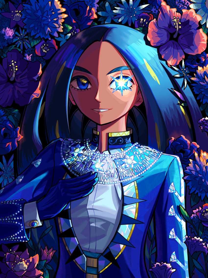 Safebooru - 1girl absurdres alternate costume black hair blue eyes blue gloves blue jacket ...