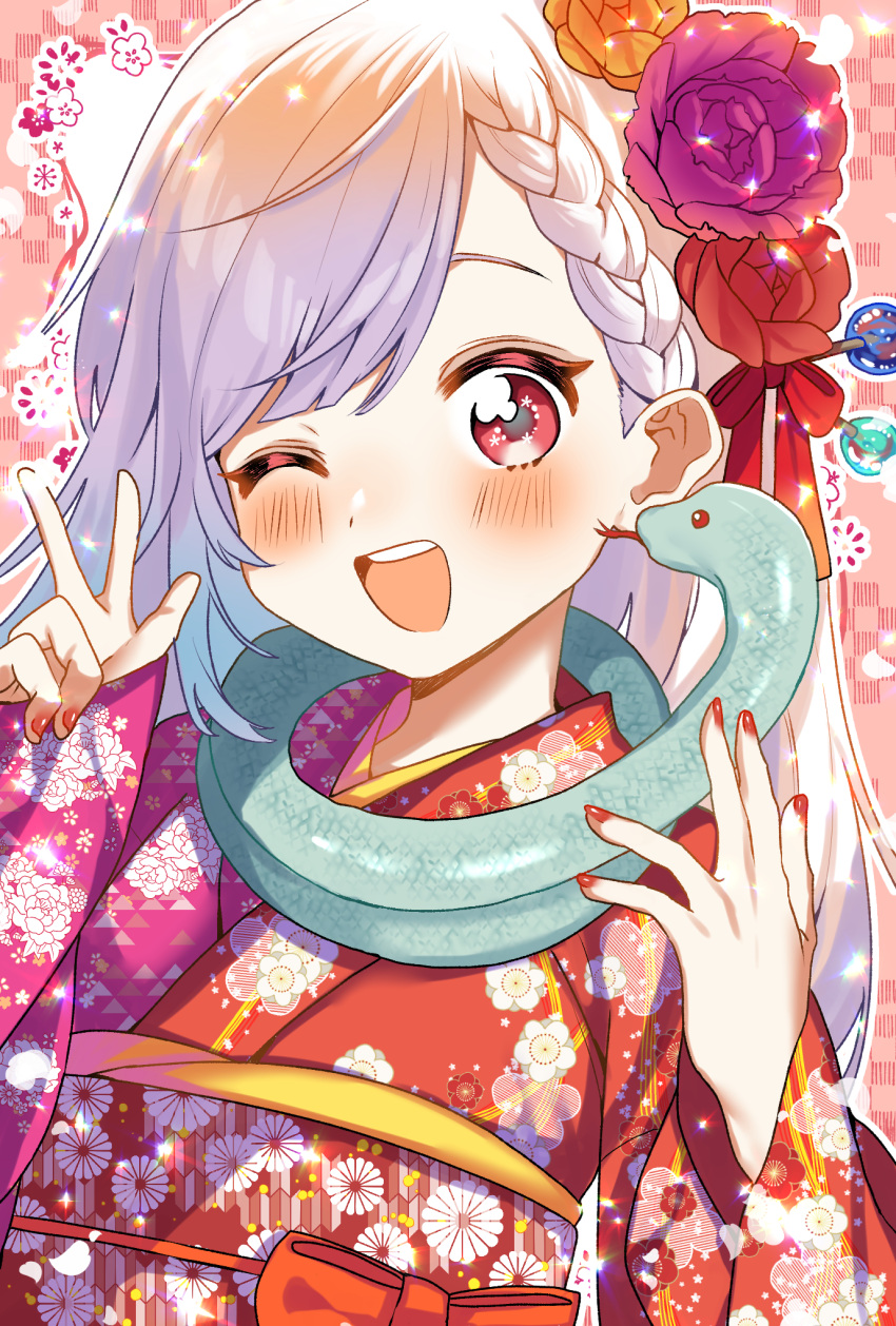 Safebooru - 1girl ;d akane yuki (yukito0306) animal blush bow braid ...