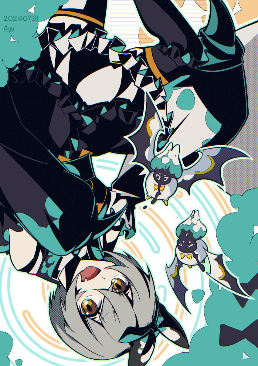 Safebooru - 1girl 2024 absurdres animal aqua background arcaea ayu (arcaea) dated eternalcompass ...