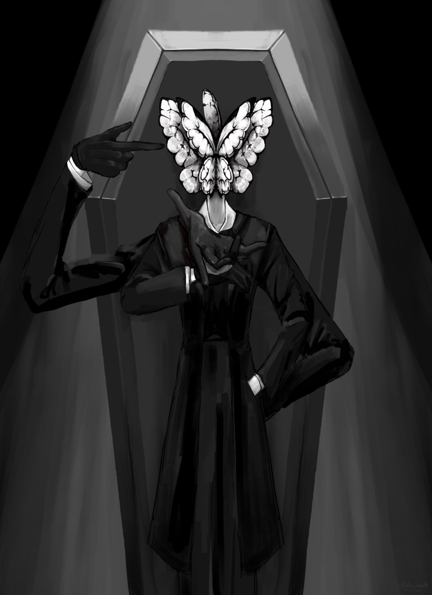 Safebooru - 1boy aida (aidacamelia0516) animal head black coat black ...