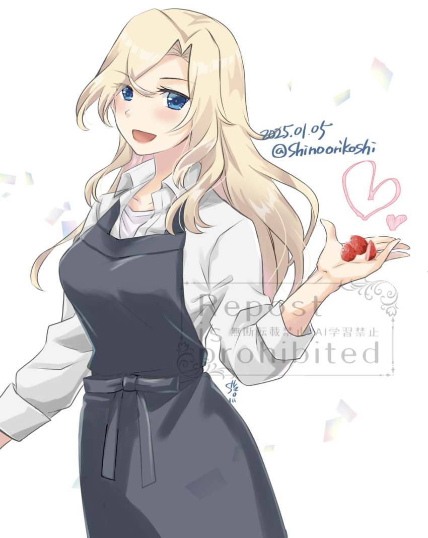 Safebooru - 1girl apron black apron blonde hair blue eyes collared ...