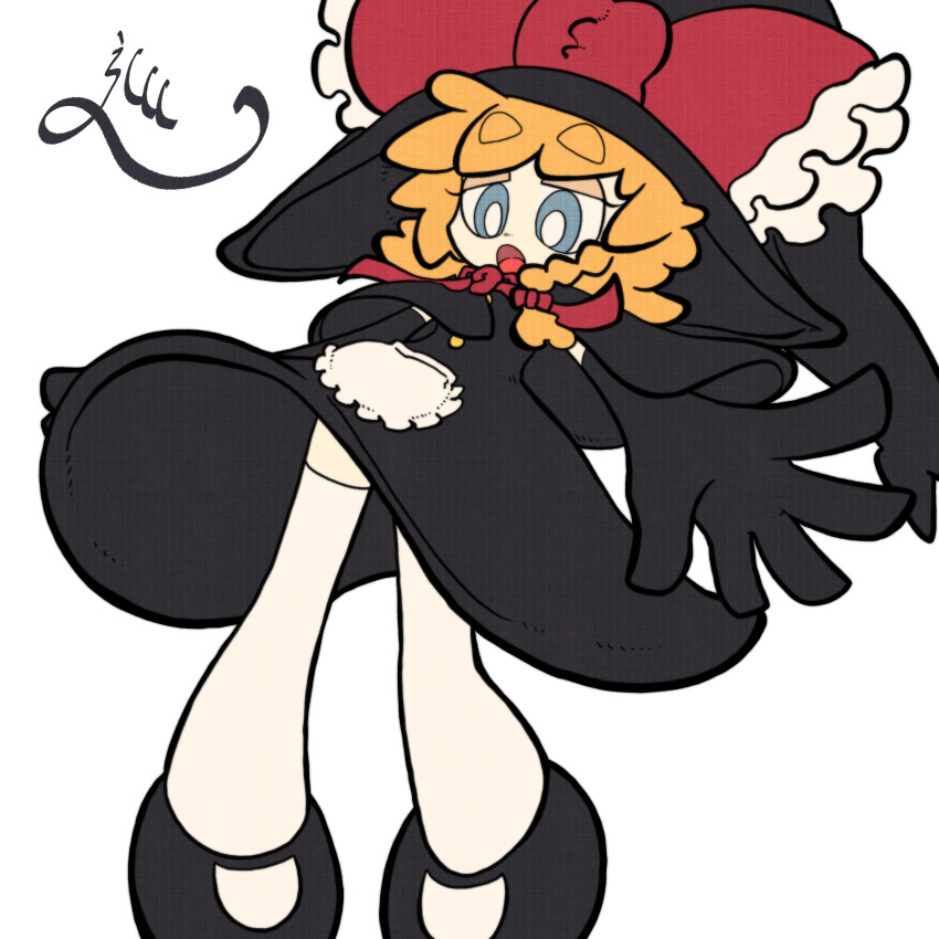 Safebooru - 1girl absurdres apron black capelet black dress black footwear black gloves black ...