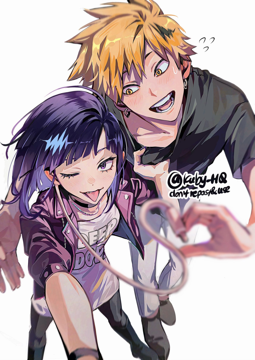 Safebooru - 1boy 1girl black choker black hair black nails black pants ...