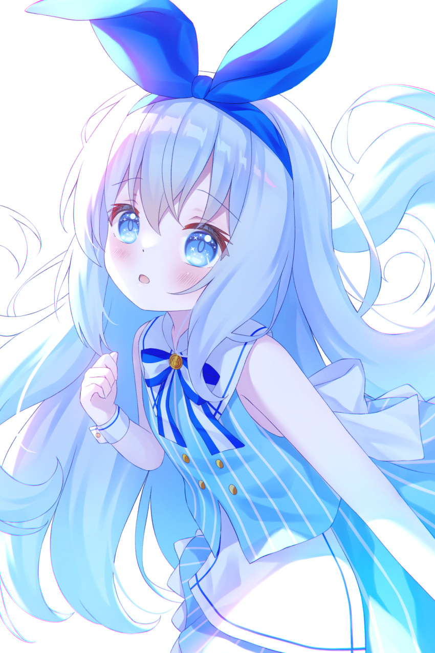 Safebooru - 1girl blue eyes blue hair blue hairband blue vest blush commentary request gochuumon ...