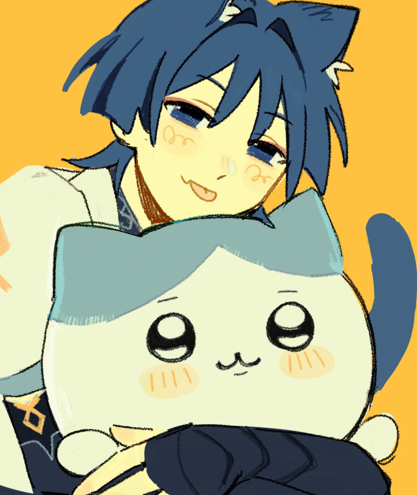 Safebooru - 1boy animal ears black eyes black hair cat boy cat ears cat tail chiikawa dinodiiya ...