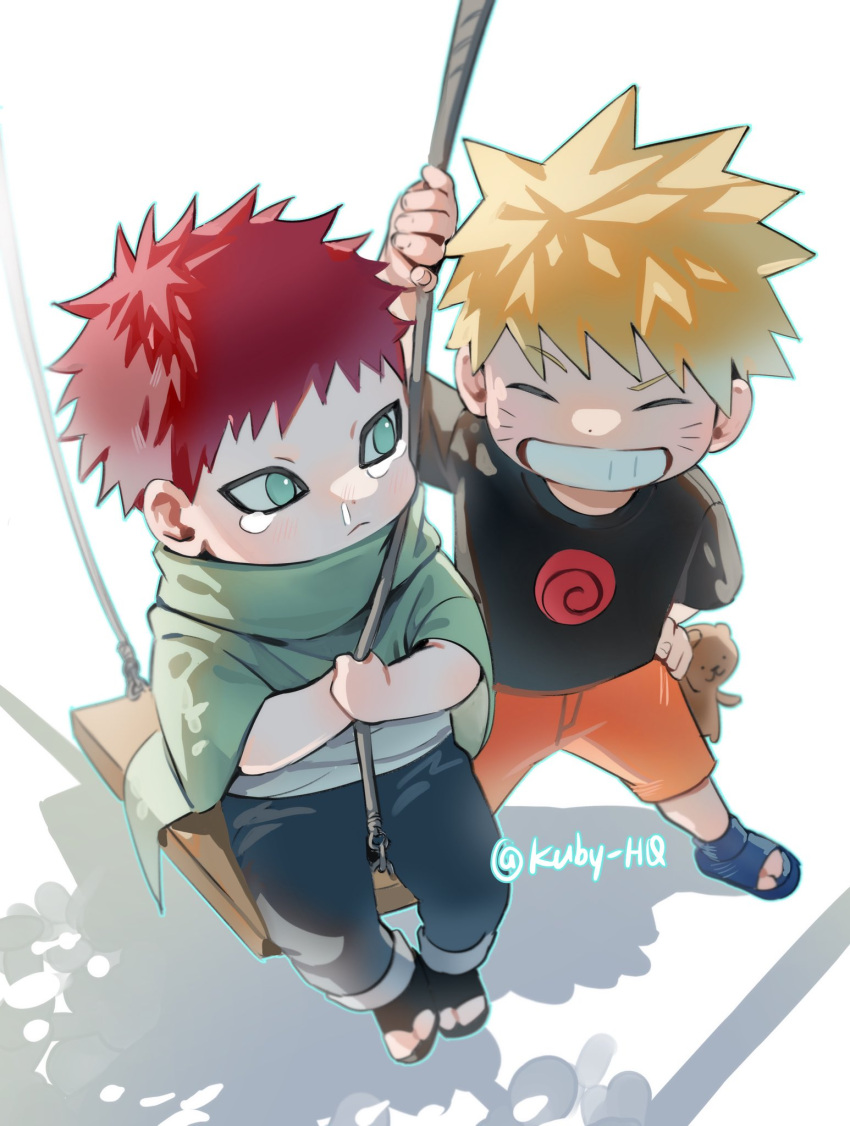 Safebooru - 2boys aqua eyes black footwear black shirt blonde hair blue ...