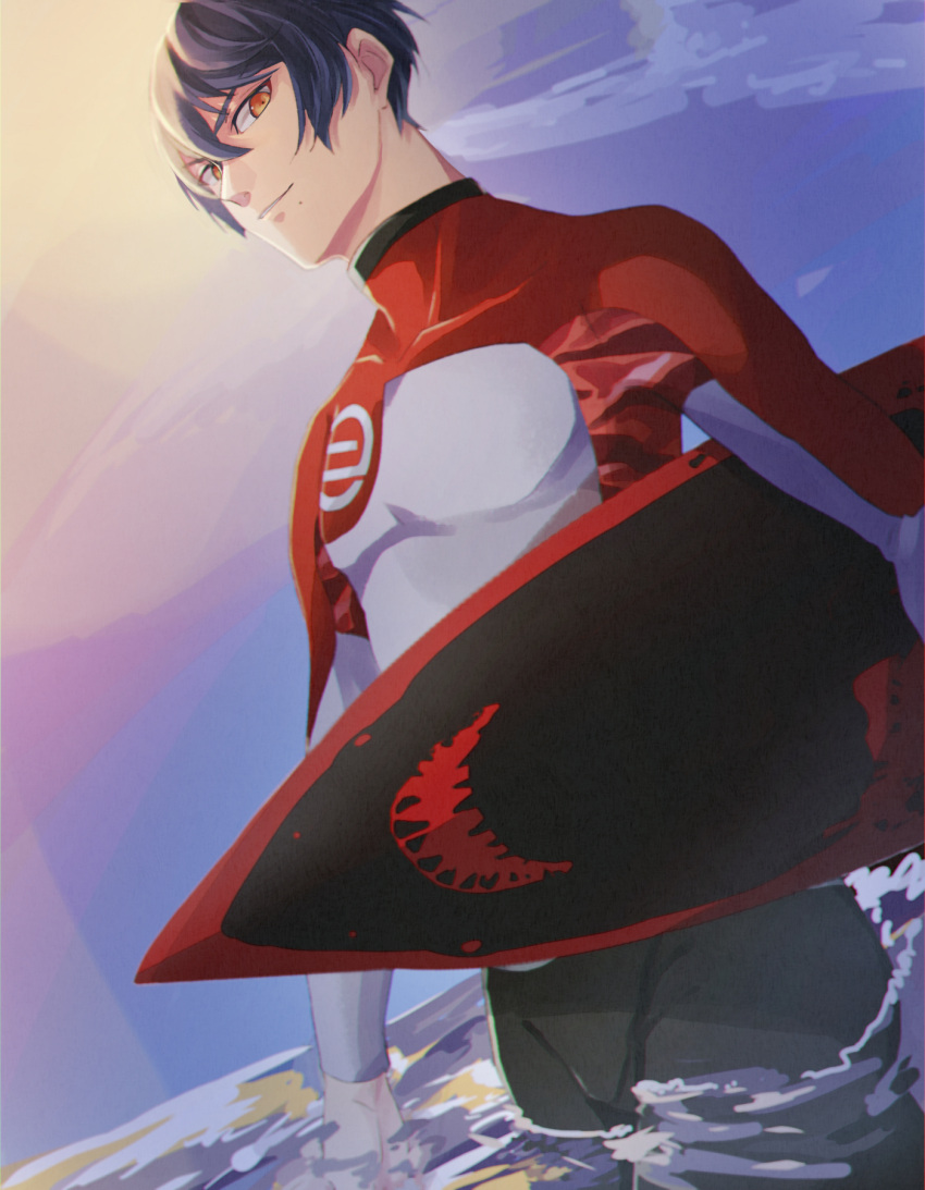 Safebooru - 1boy black hair bodysuit diving suit highres holding ...