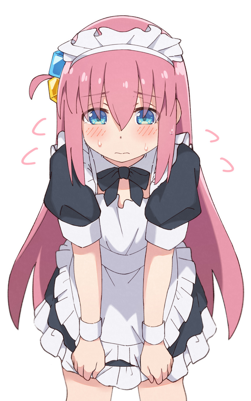 Safebooru - 1girl absurdres alternate costume apron black bow black bowtie black dress blue eyes ...