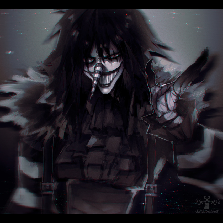 Safebooru - 1boy 6raveyardbat absurdres bags under eyes bandaged hand ...