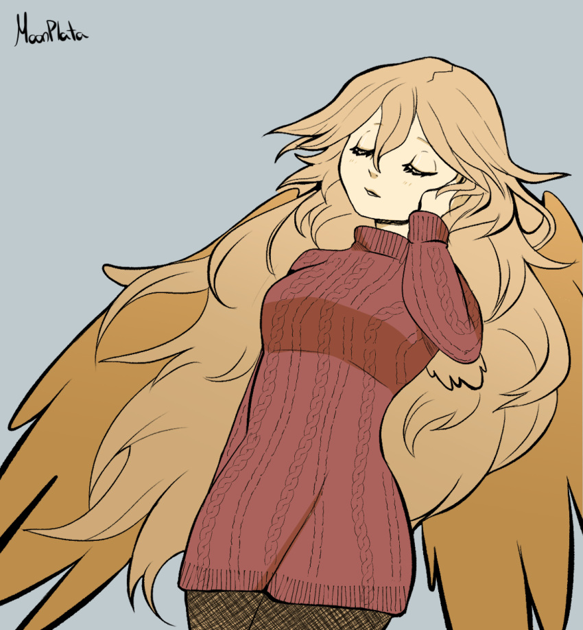 Safebooru - 1girl angel angel wings blonde hair closed eyes feathered ...
