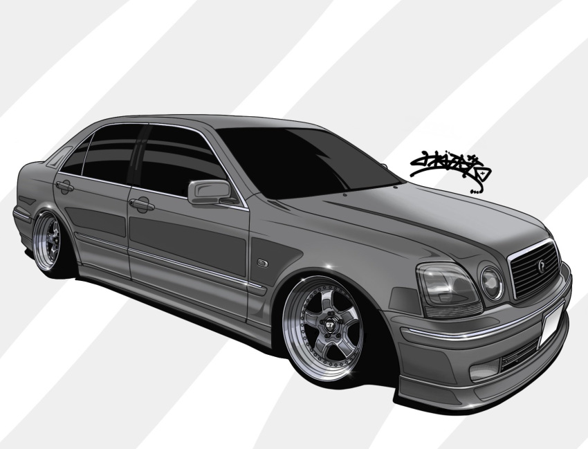 Safebooru - banato1215 car diagonal-striped background glint grey car ...