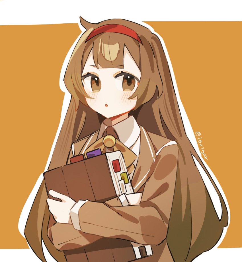 Safebooru - 10rigar 1girl blush bow bowtie brown eyes brown hair ...