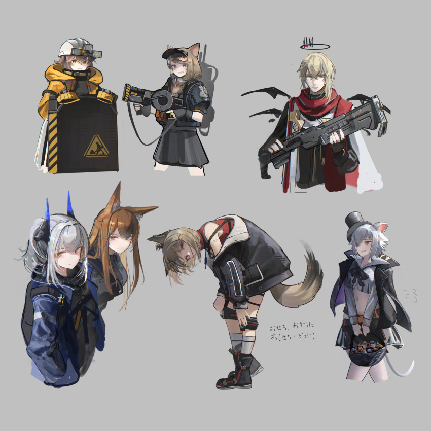 Safebooru - 1boy 6+girls absurdres almond (arknights) animal ears ...
