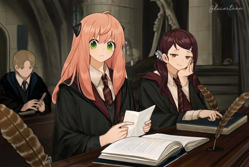 Safebooru - 1boy 2girls absurdres anya (spy x family) becky blackbell black jacket black vest ...