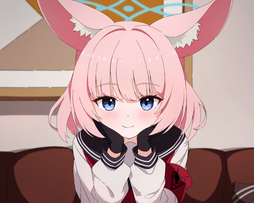 Safebooru - 1girl absurdres animal ear fluff animal ears arm support armband black gloves black ...