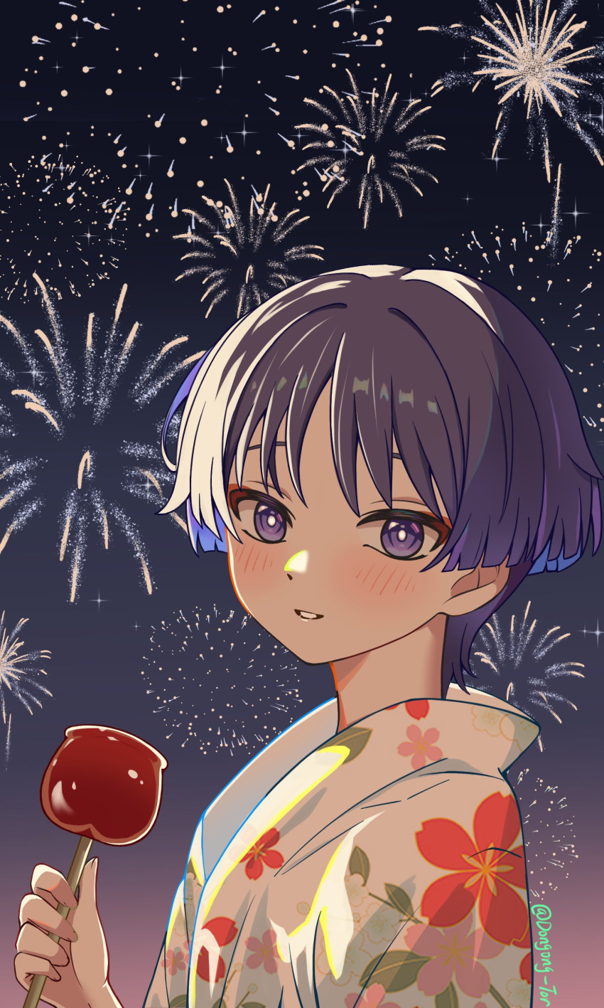 Safebooru - 1boy absurdres aerial fireworks alternate costume blunt ...