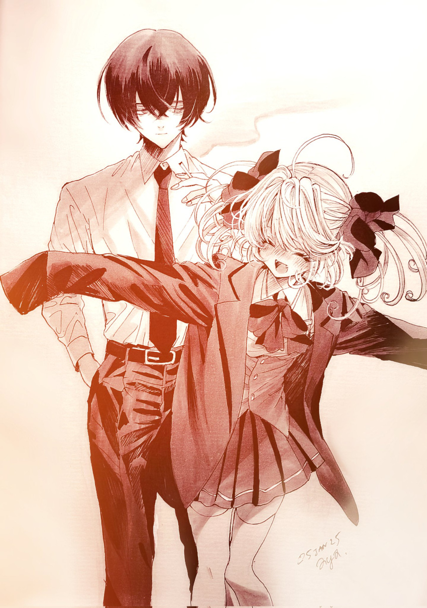 Safebooru - 1boy 1girl ahoge aya carmine belt belt buckle between ...