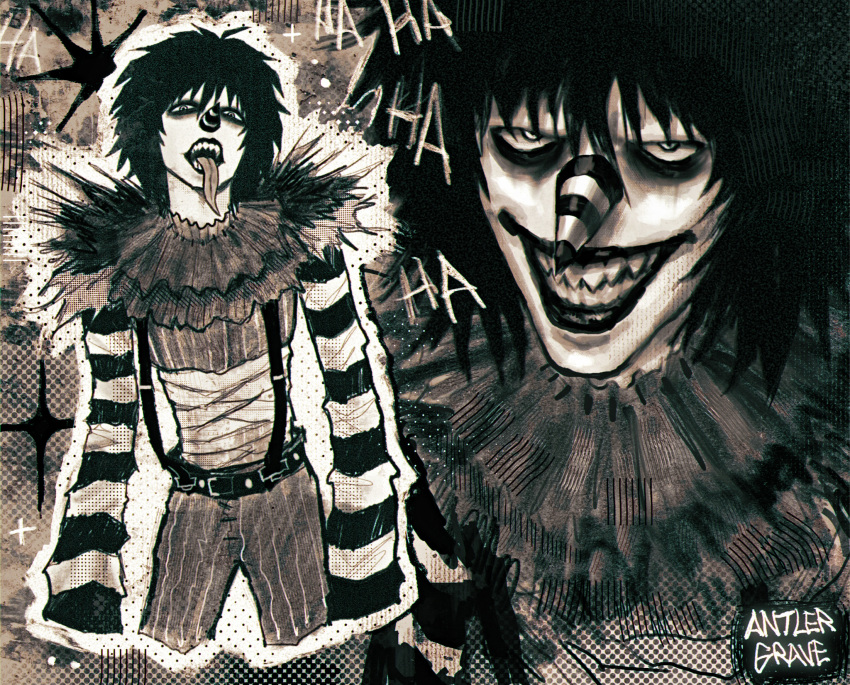 Safebooru - 1boy antlergrave artist name bags under eyes bandaged torso ...