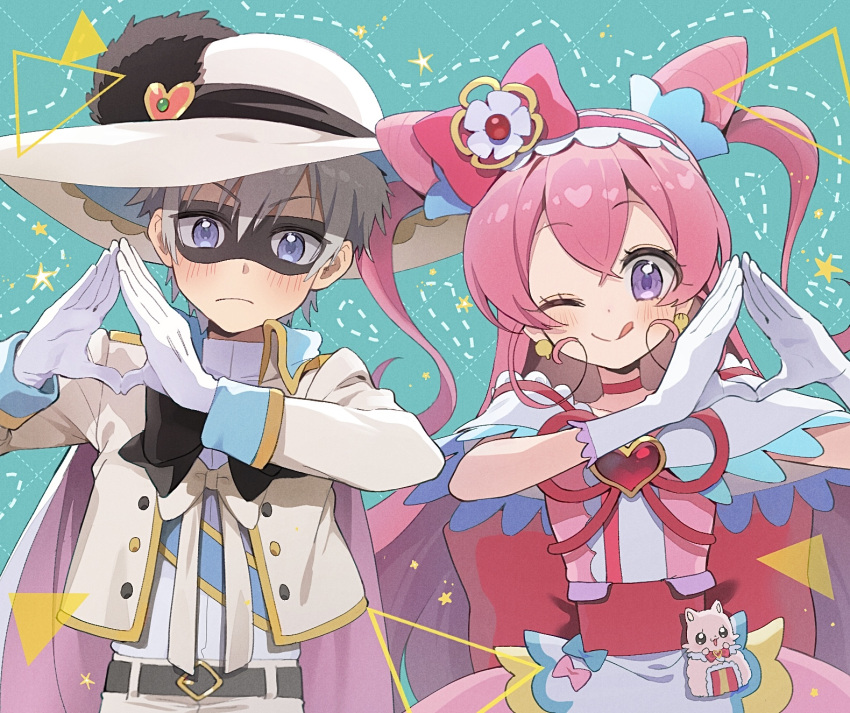 Safebooru - 1boy 1girl ;q belt black belt black pepper (precure) blush ...