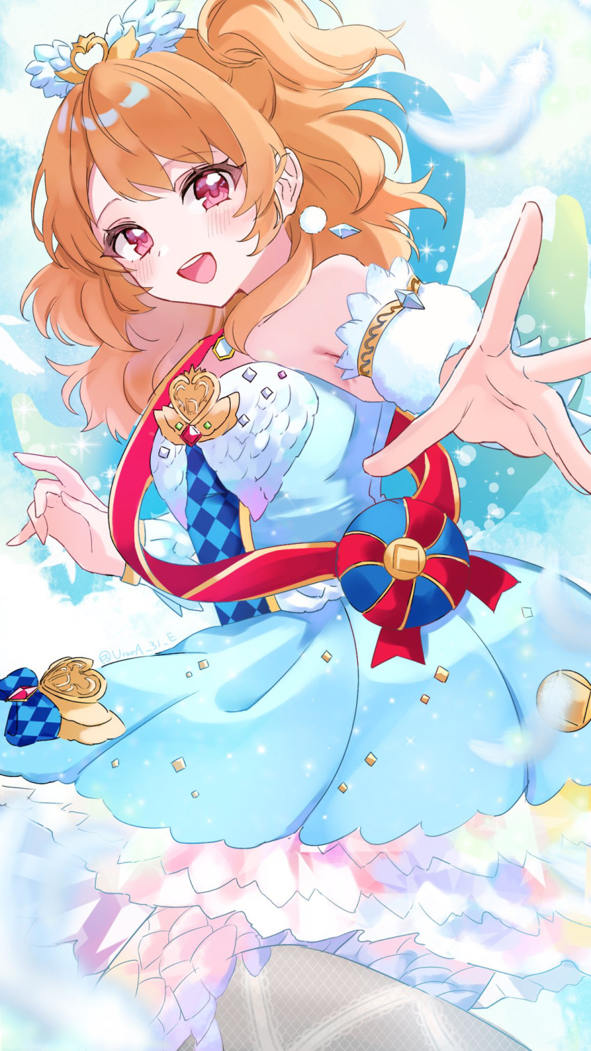 Safebooru - 1girl :d aikatsu! aikatsu! (series) bare shoulders blue dress blue sleeves ...