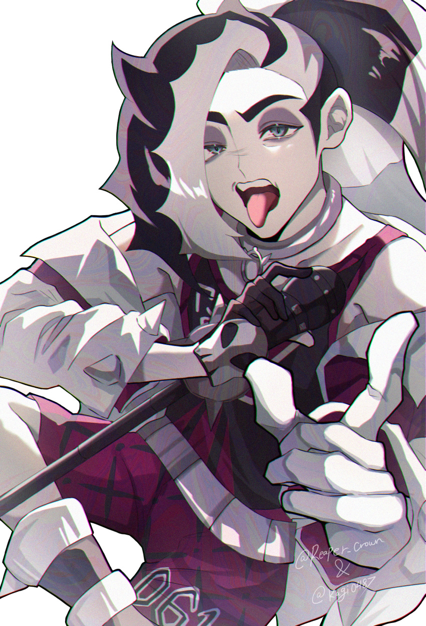 Safebooru - 1boy black gloves black hair gloves highres holding holding ...