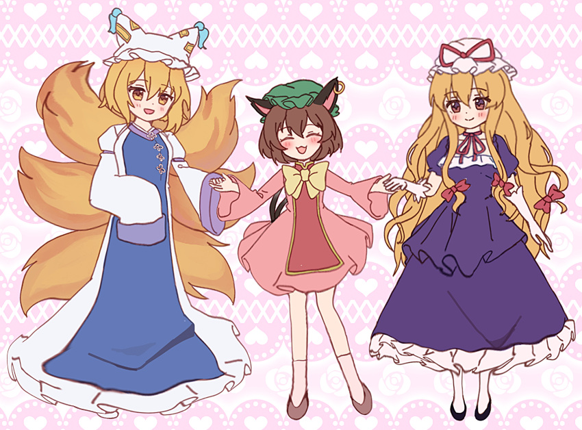 Safebooru - 3girls chen full body highres multiple girls nene man ...