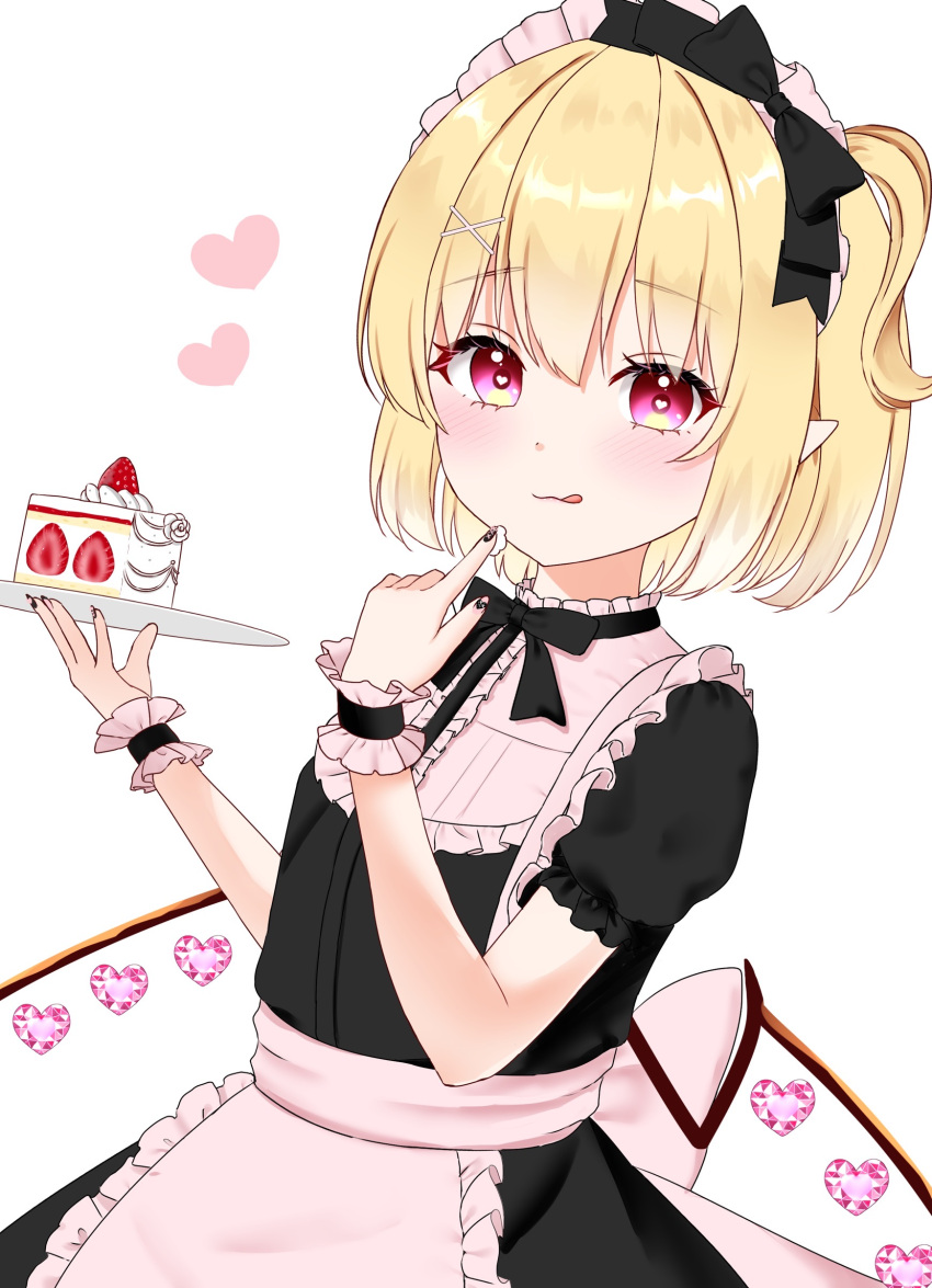 Safebooru - 1girl absurdres alternate costume apron blonde hair blush bow cake cake slice cowboy ...