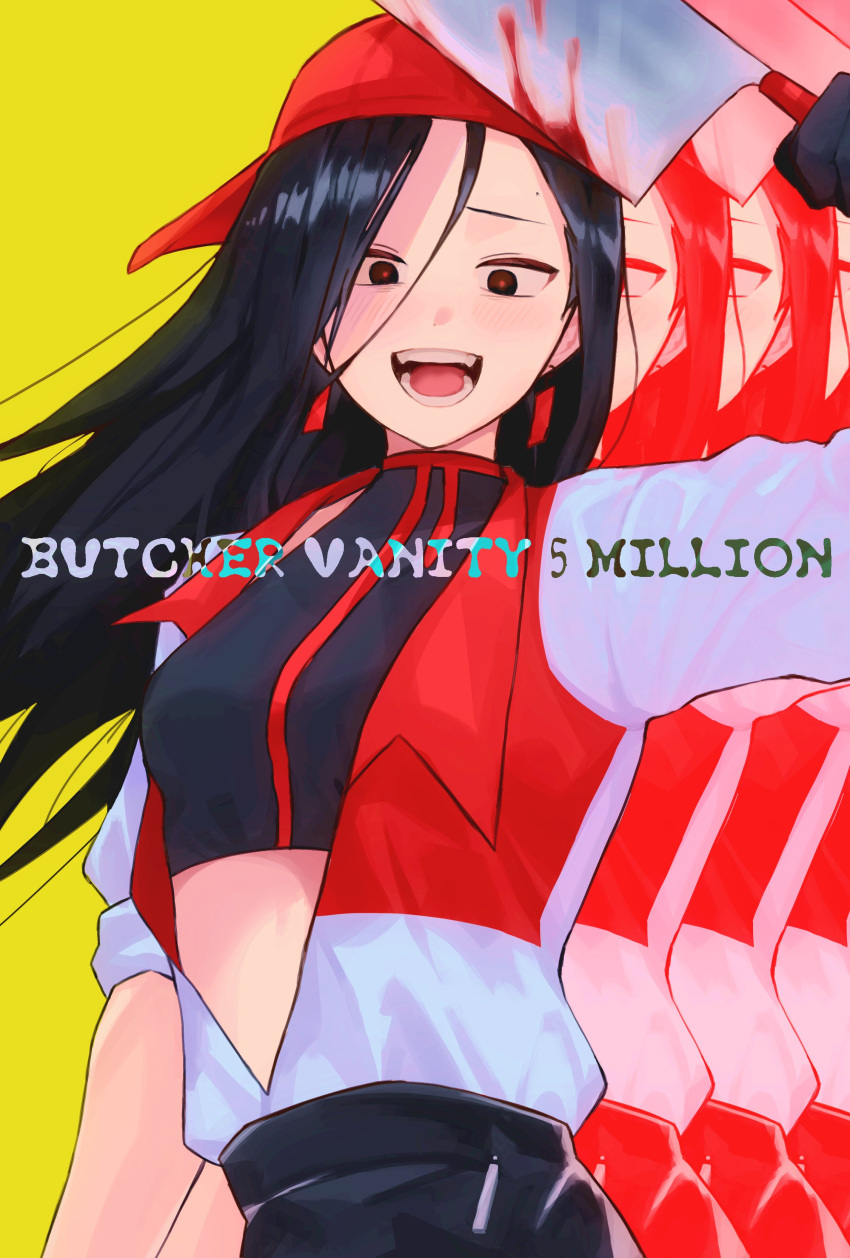 Safebooru - 1girl absurdres baseball cap black eyes black gloves black hair black pants black ...