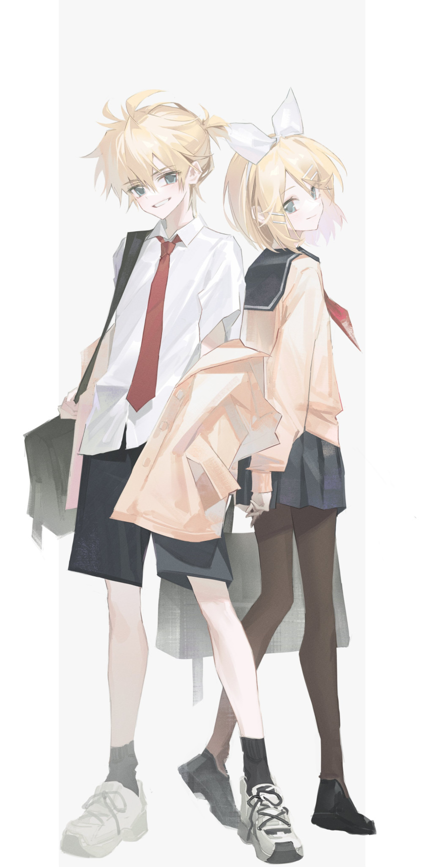 Safebooru - 1boy 1girl absurdres bag blonde hair blue eyes highres hynn0x x kagamine len ...