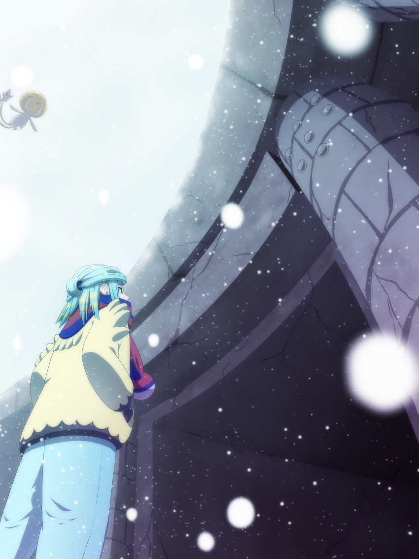 Safebooru - 1boy absurdres aqua hair arice487 blue pants blue scarf ...