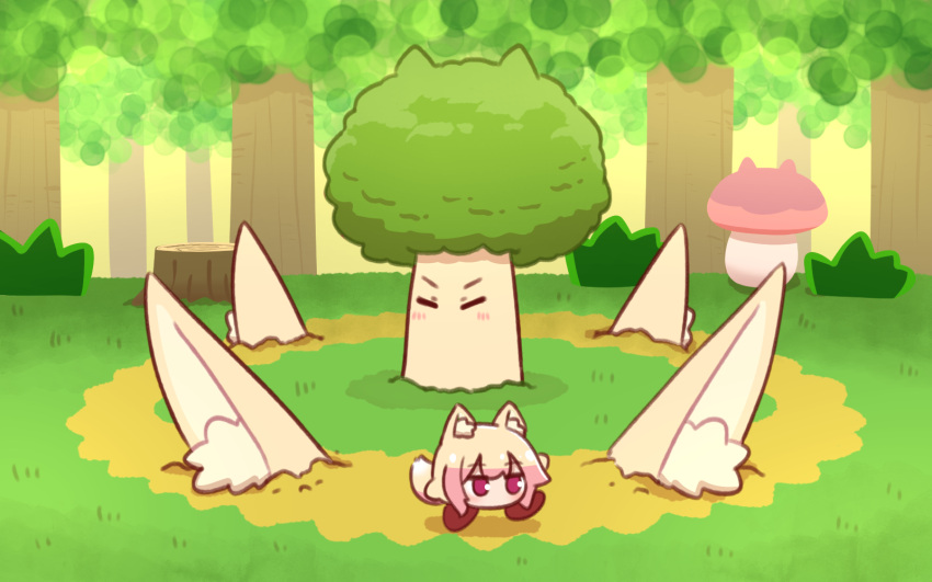 Safebooru - 1girl animal ear fluff animal ears animalization blonde hair blush bush day forest ...