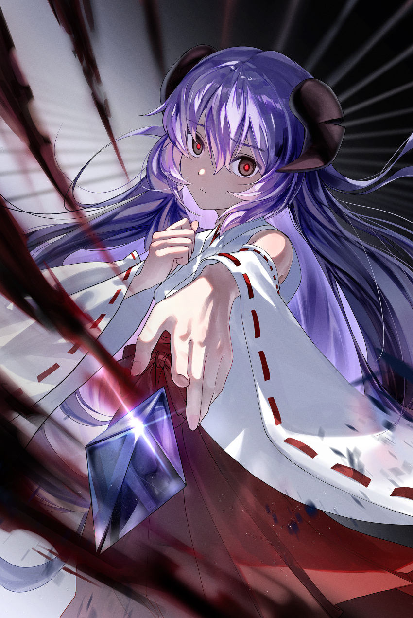 Safebooru - 1girl absurdres black eyes black horns closed mouth commentary crystal curled horns ...