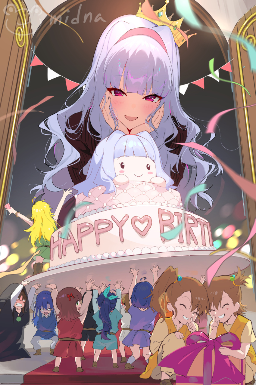 Safebooru - 6+girls ahoge akizuki ritsuko amami haruka aqua tunic belt birthday cake black hair ...