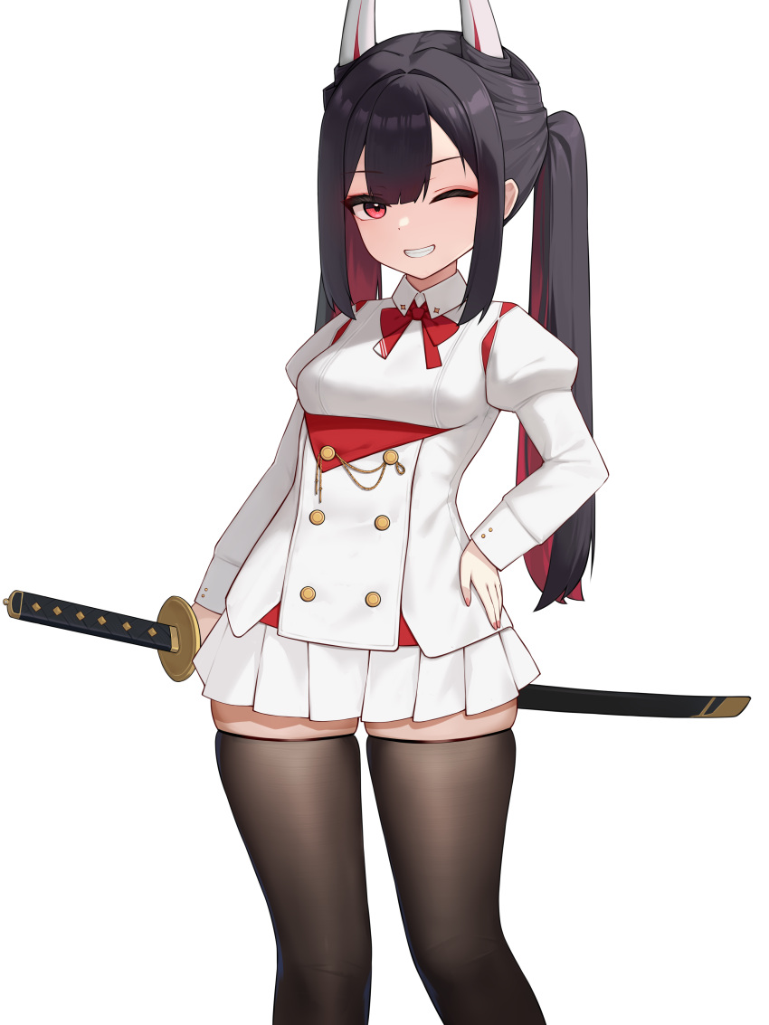 Safebooru - 1girl absurdres alternate costume azur lane black hair black thighhighs blush bow ...