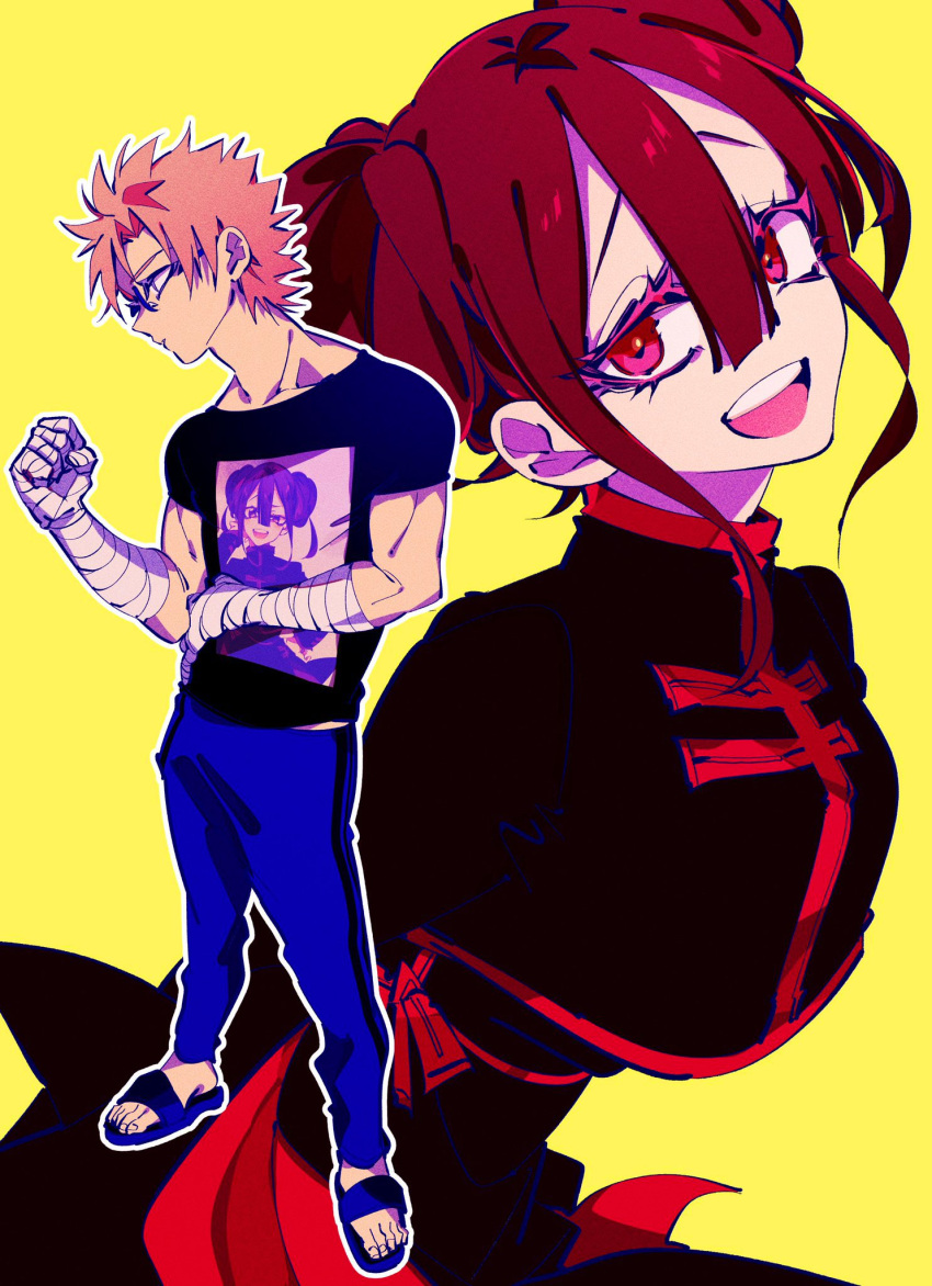 Safebooru - 1boy 1girl arms behind back bandaged hand bandaged wrist ...