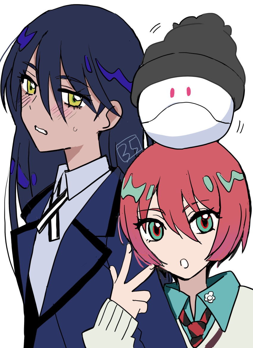 Safebooru - 2girls amate yuzuriha aqua eyes aqua shirt black hair ...