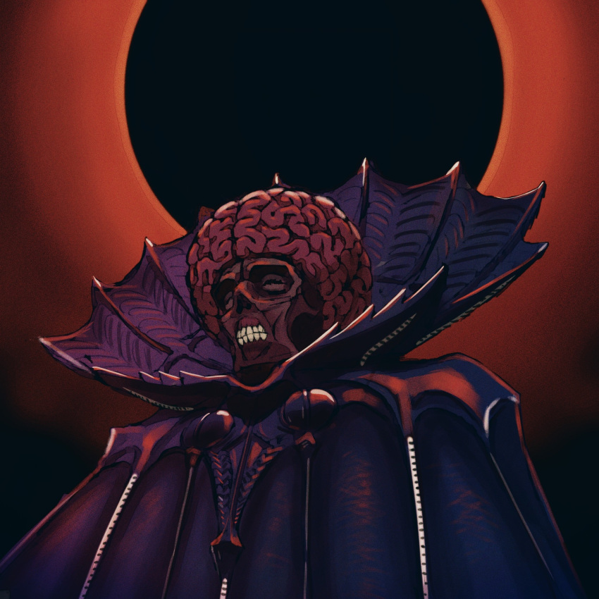 Safebooru - 1boy berserk black cloak cloak commentary request eclipse exposed brain highres ...