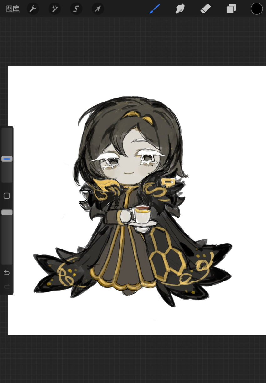 Safebooru - 1girl art program in frame binah (project moon) black cape black dress black eyes ...