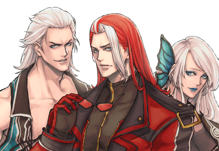 Safebooru - 1girl 2boys alba meira black-framed eyewear black gloves ...