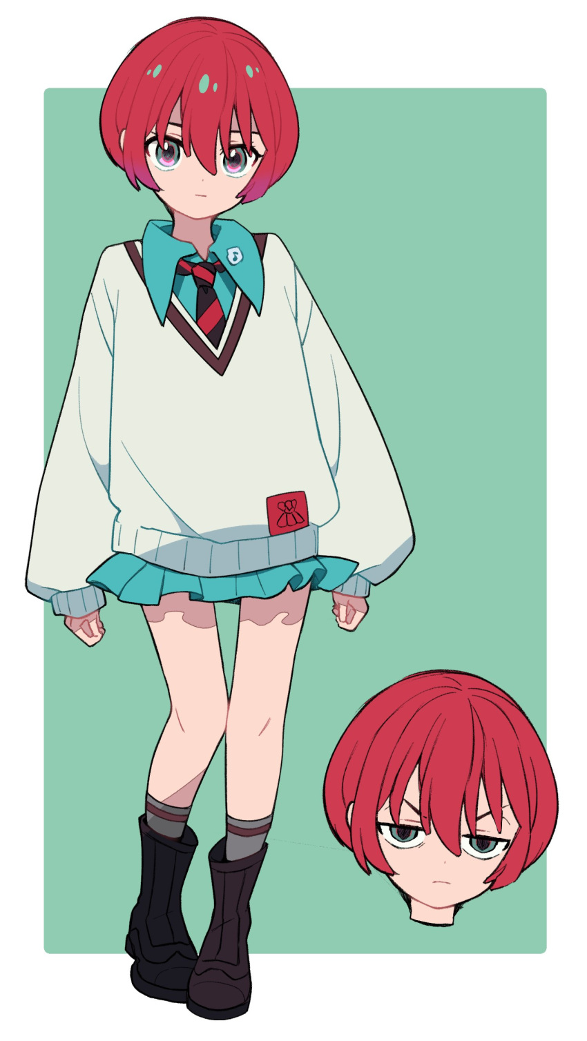 Safebooru - 1girl absurdres amate yuzuriha aqua eyes aqua skirt closed mouth fuji (f ukkami ...